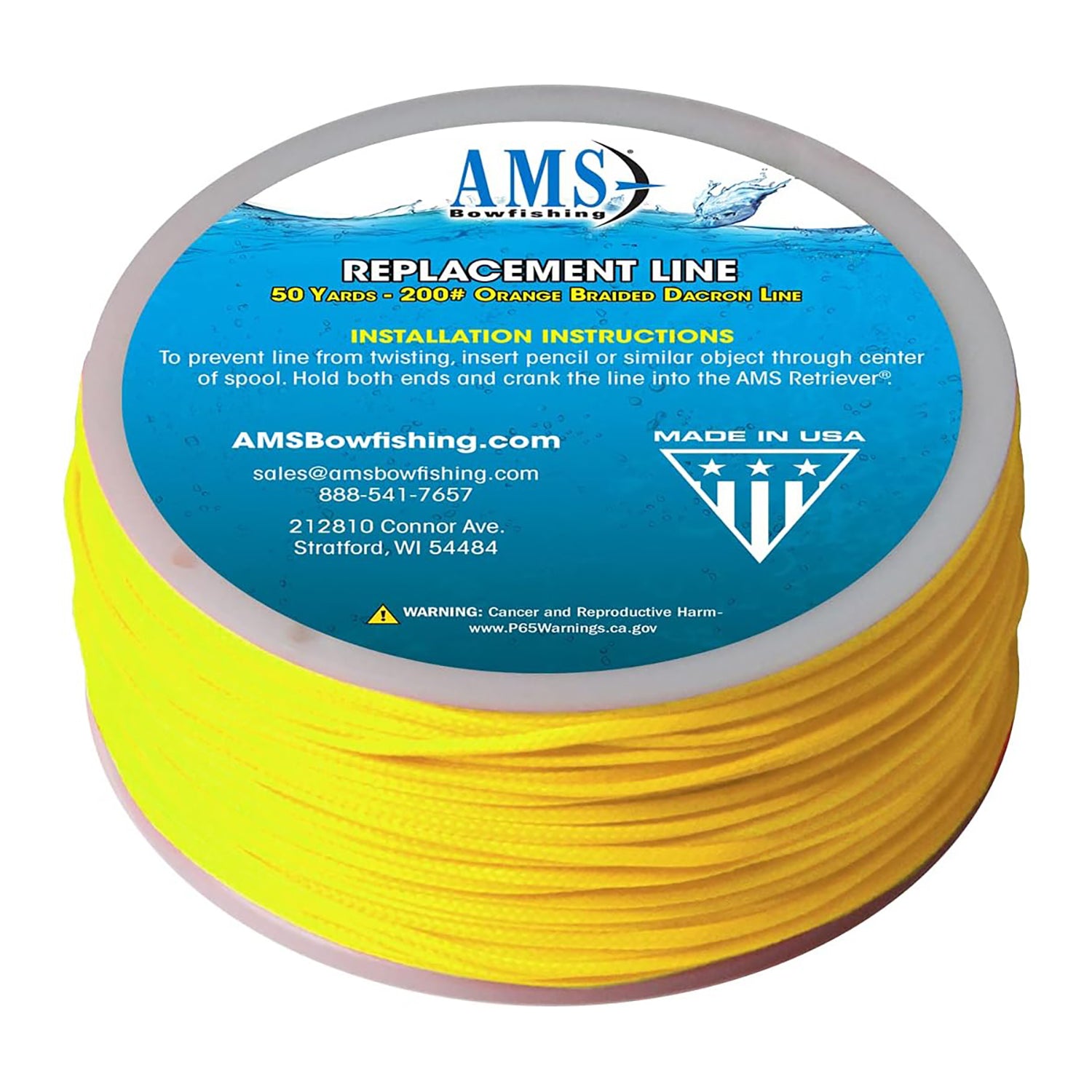 AMS Bowfishing 200 Pound Braided Dacron Replacement Line - 50 Yards